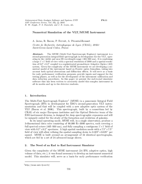 (PDF) Numerical simulation of the VLT/MUSE instrument