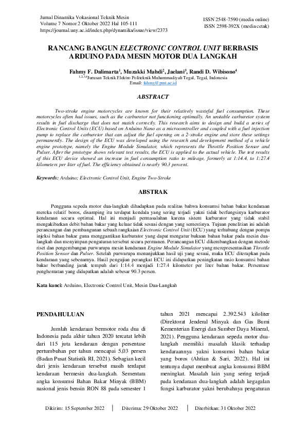 (PDF) Rancang Bangun Electronic Control Unit Berbasis Arduino pada ...