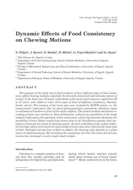 (PDF) Dynamic effects of food consistency on chewing motions