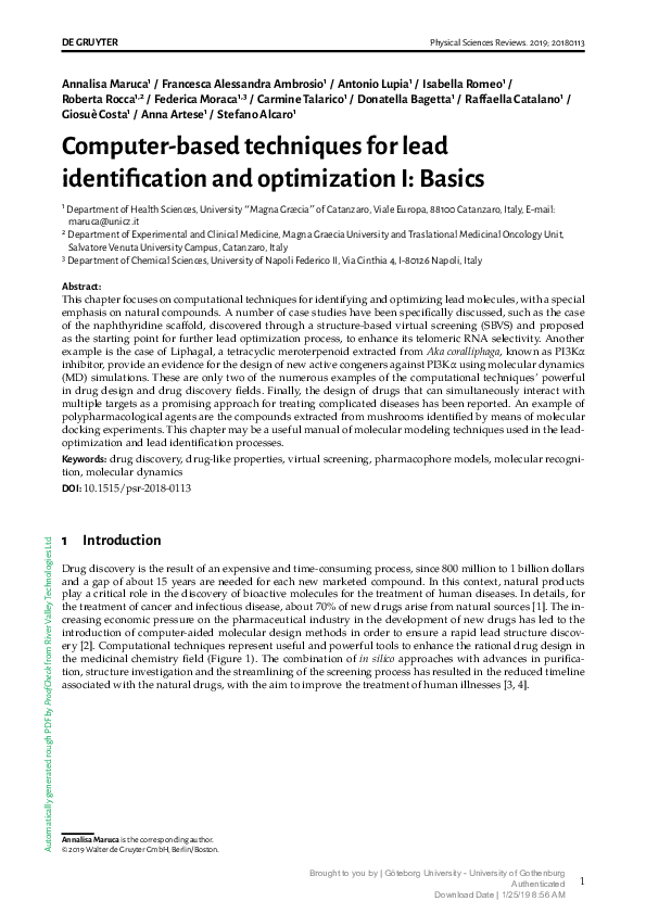 (PDF) Computer-based techniques for lead identification and ...
