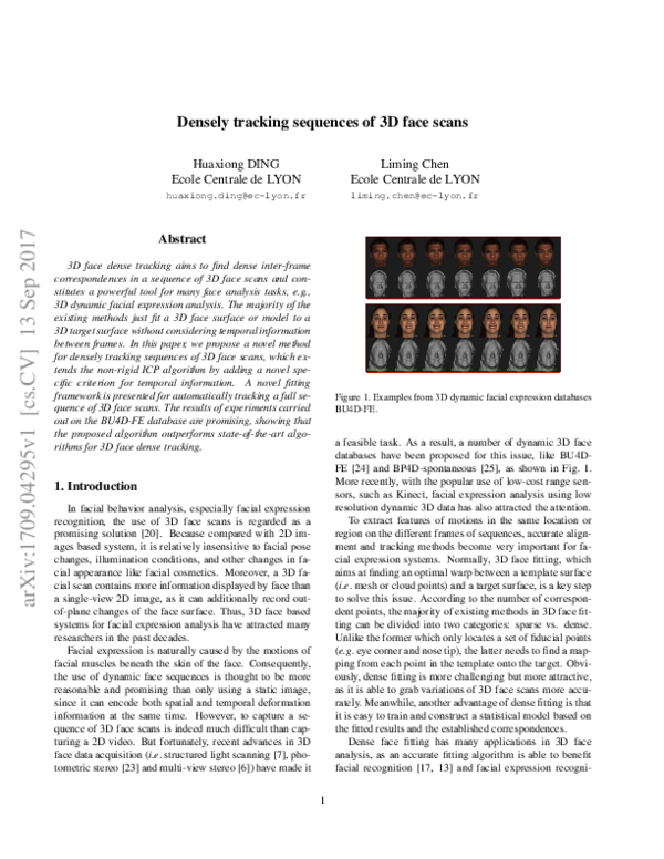 (PDF) Densely tracking sequences of 3D face scans