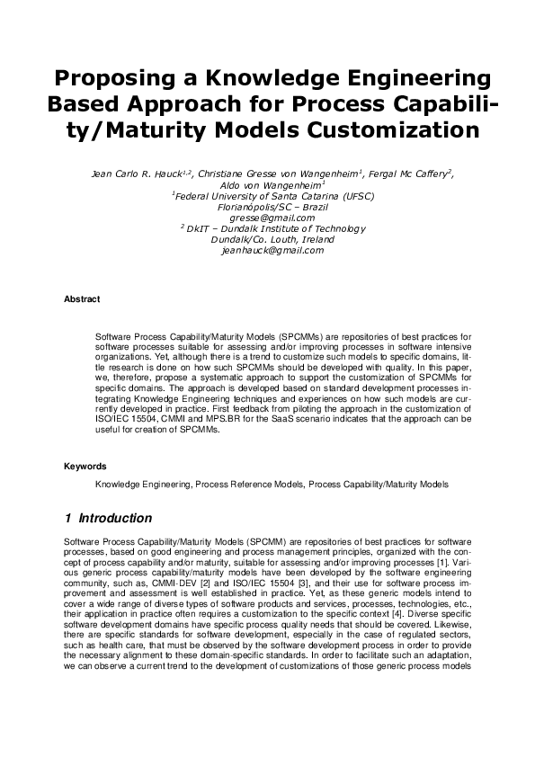 (PDF) Proposing a knowledge engineering based approach for process capability/maturity models ...