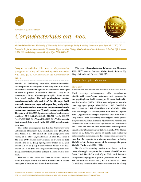 (PDF) Corynebacteriales ord. nov