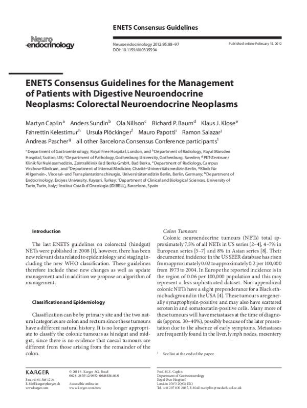 (PDF) Guidelines for Managing Rare Colonic NETs