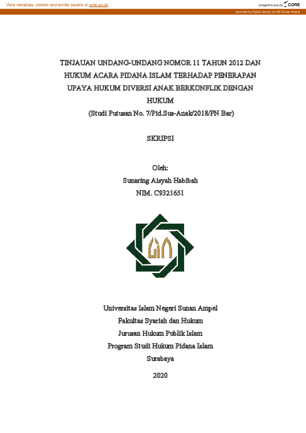 (PDF) Tinjauan undang-undang nomor 11 tahun 2012 dan hukum acara pidana islam terhadap penerapan ...