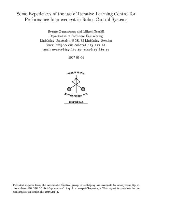 (PDF) Some Experiences of the Use of Iterative Learning Control for Performance Improvement in ...