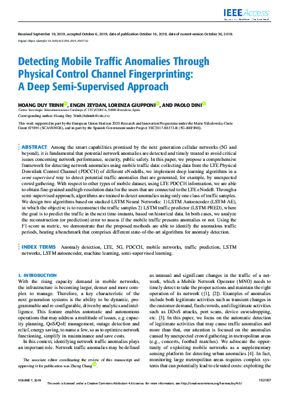 (PDF) Detecting Mobile Traffic Anomalies Through Physical Control Channel Fingerprinting: A Deep ...