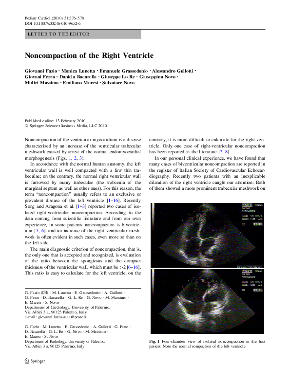 (PDF) Noncompaction of the Right Ventricle
