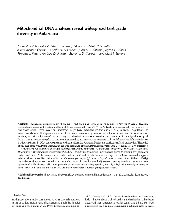(PDF) Mitochondrial DNA analyses reveal widespread tardigrade diversity ...