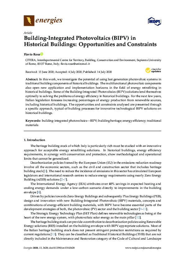 (PDF) Building-Integrated Photovoltaics (BIPV) in Historical Buildings ...