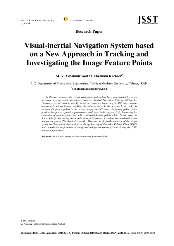 (PDF) Visual-Inertial Navigation System based on a New approach in ...