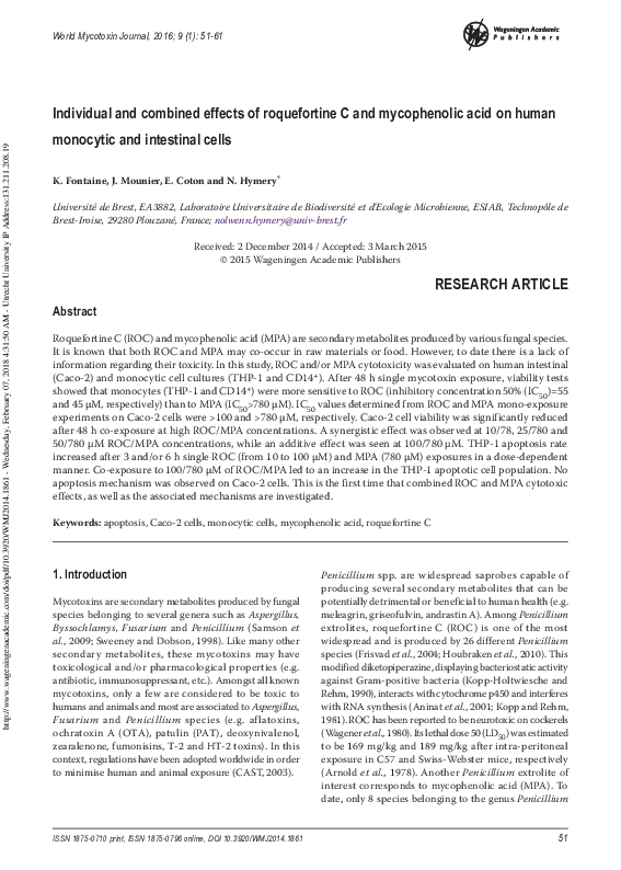 (PDF) Individual and combined effects of roquefortine C and ...