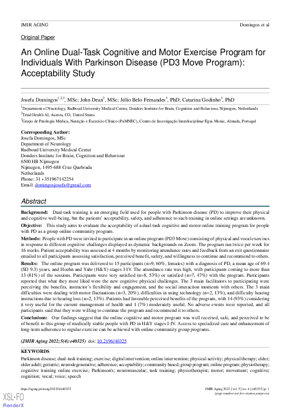 (PDF) An Online Dual-Task Cognitive and Motor Exercise Program for ...