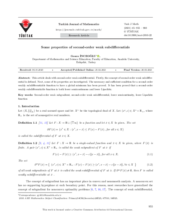 (PDF) Some properties of second-order weak subdifferentials