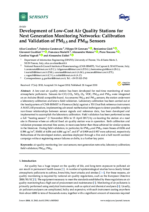 (PDF) Development of Low–Cost Air Quality Stations for Next Generation Monitoring Networks ...