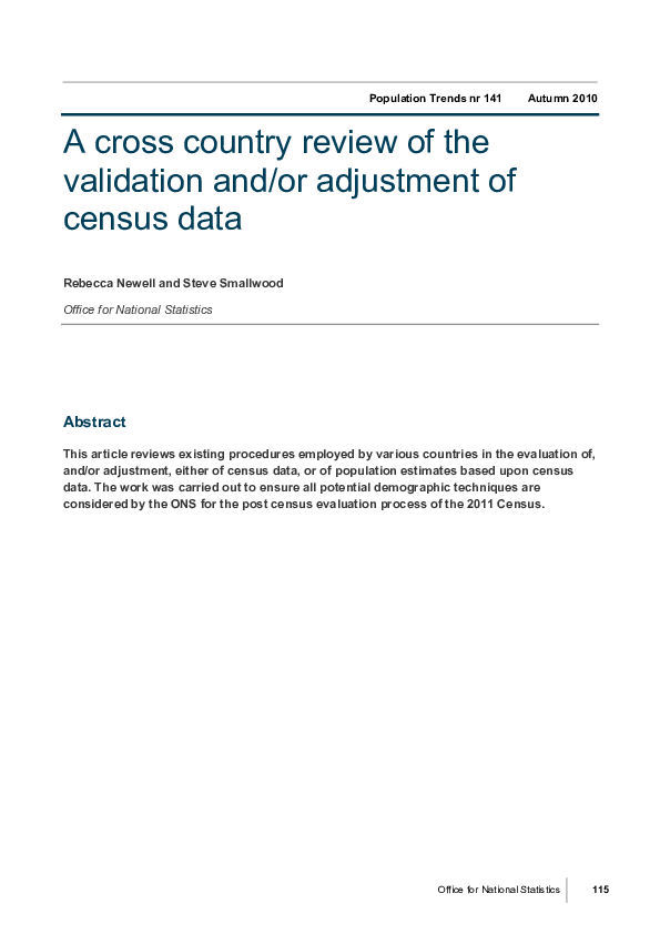 (PDF) A cross country review of the validation and/or adjustment of ...