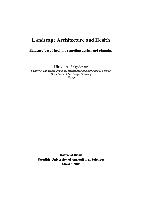 (PDF) Landscape Architecture and Health Evidence-based health-promoting ...