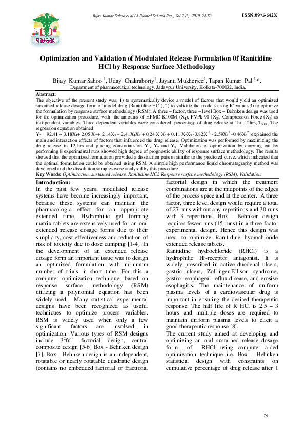 (PDF) Optimization and Validation of Modulated Release Formulation of Ranitidine HCl by Response ...