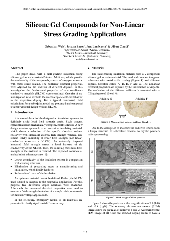(PDF) Silicone Gel Compounds for Non-Linear Stress Grading Applications