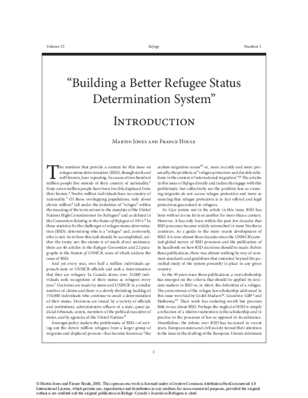 (PDF) Building a Better Refugee Status Determination System