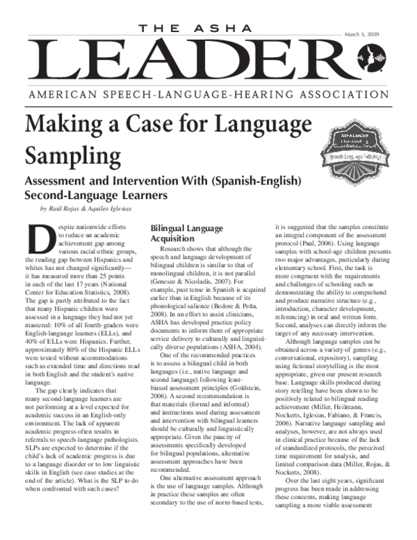 (PDF) Making a Case for Language Sampling