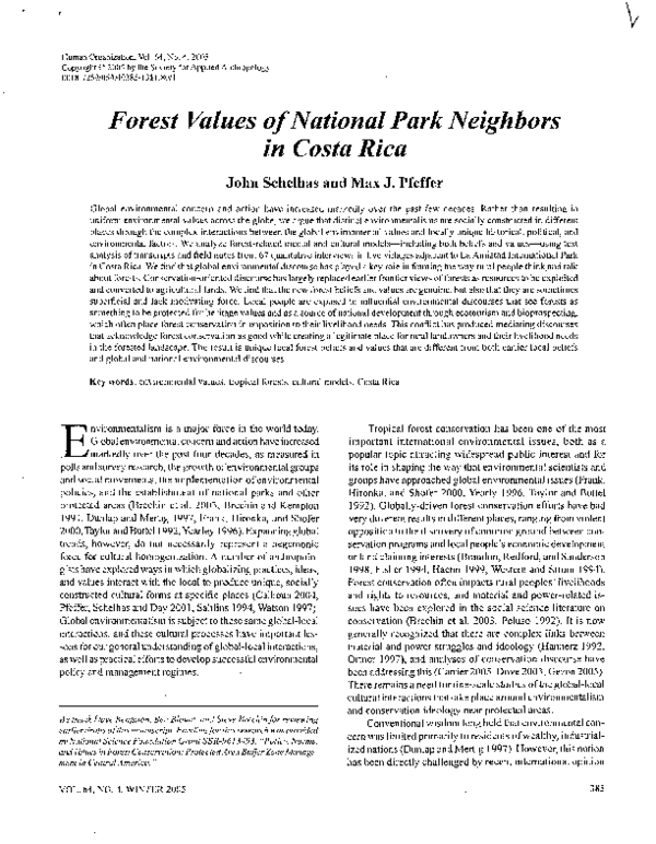 (PDF) Forest Values of National Park Neighbors in Costa Rica
