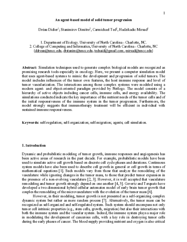 (PDF) An Agent-Based Model of Solid Tumor Progression