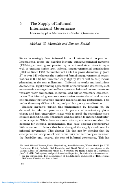(PDF) The Supply of Informal International Governance