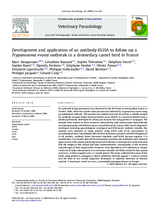 (PDF) Development and application of an antibody-ELISA to follow up a ...