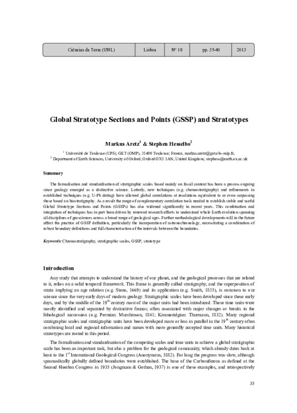 (PDF) Global Stratotype Sections and Points (GSSP) and Stratotypes