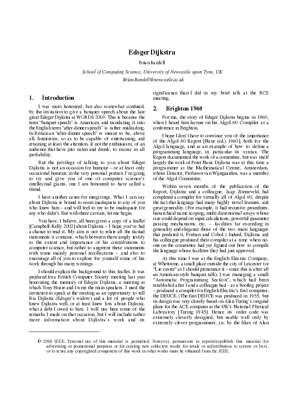 (PDF) Edsger Dijkstra