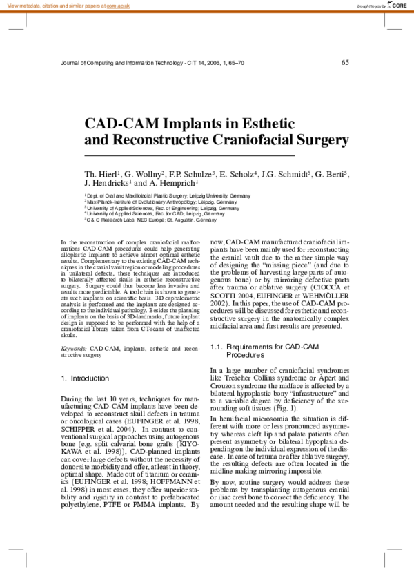 (PDF) CAD-CAM Implants in Esthetic and Reconstructive Craniofacial Surgery