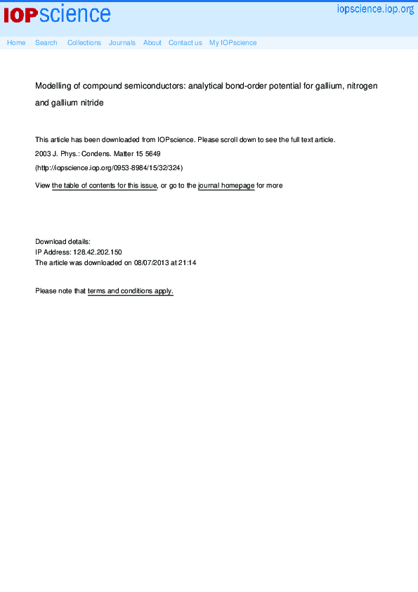 (PDF) Modelling of compound semiconductors: analytical bond-order ...