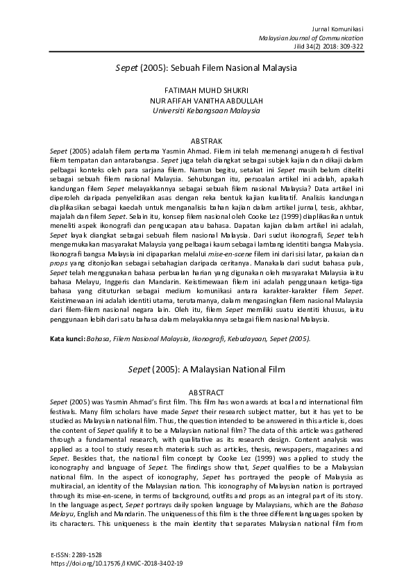 (PDF) Sepet (2005): Sebuah Filem Nasional Malaysia (Sepet (2005): A ...