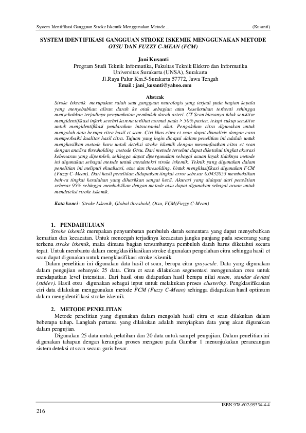(PDF) System Identifikasi Gangguan Stroke Iskemik Menggunakan Metode ...