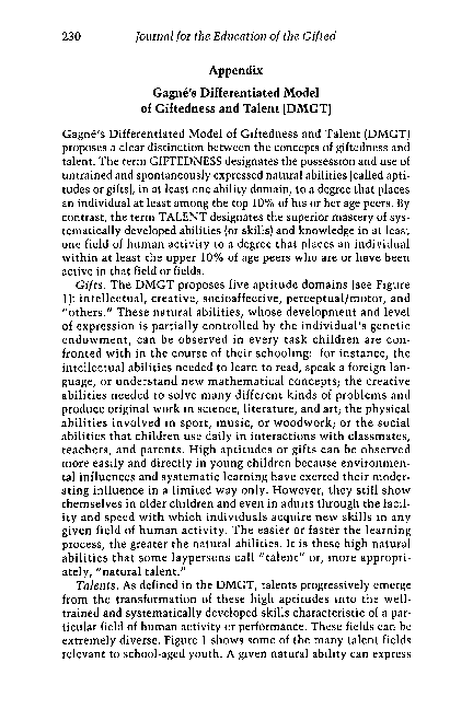 (PDF) Gagné's Differentiated Model of Giftedness and Talent in ...