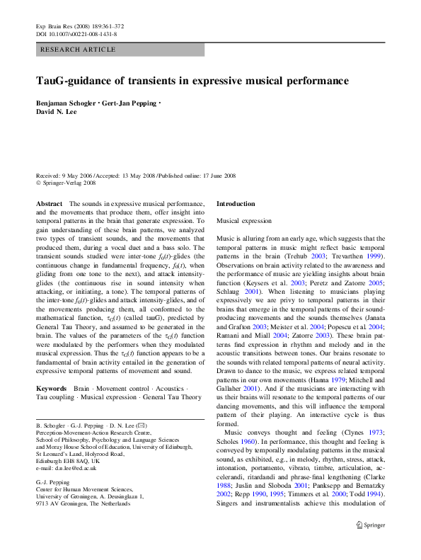 (PDF) TauG-guidance of transients in expressive musical performance
