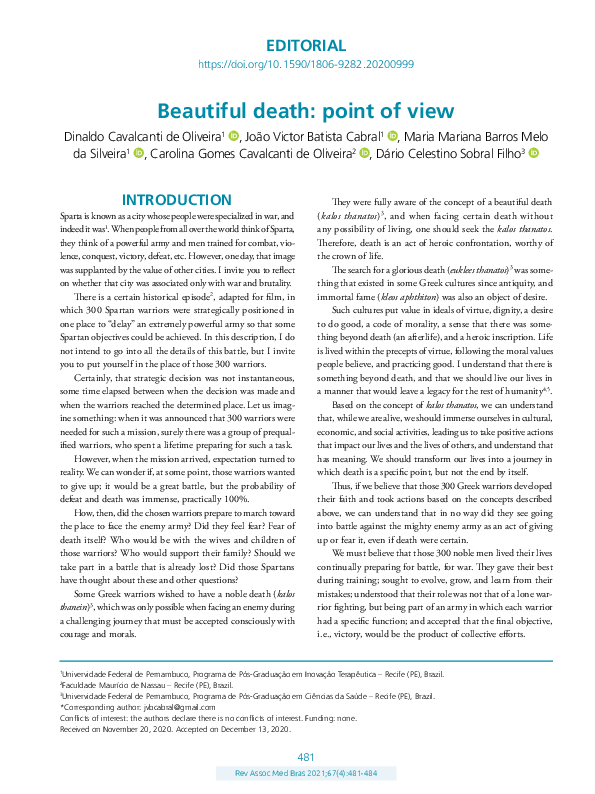 (PDF) Beautiful death: point of view