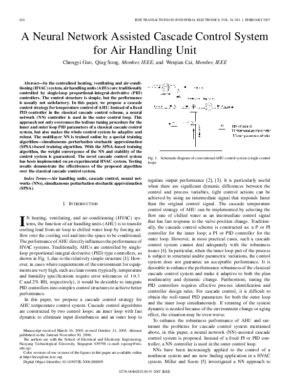 (PDF) A Neural Network Assisted Cascade Control System for Air Handling ...