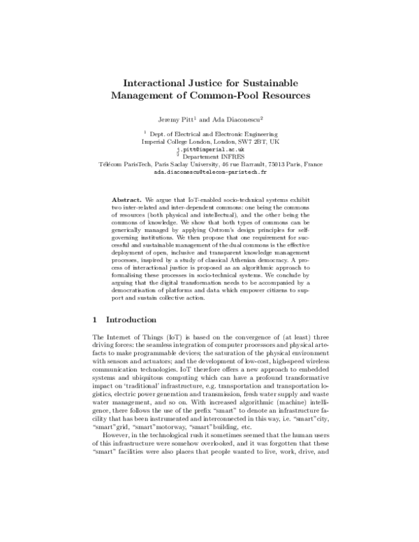 (PDF) Interactional Justice for Sustainable Management of Common-Pool ...