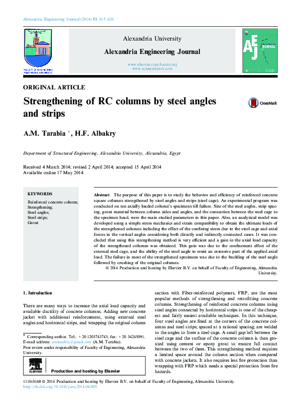 (PDF) Strengthening of RC columns by steel angles and strips