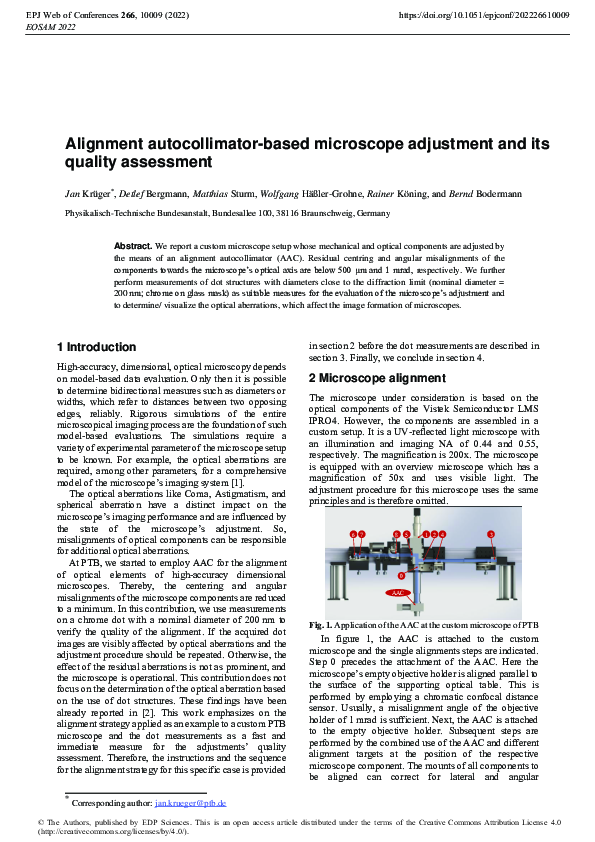 (PDF) Alignment autocollimator-based microscope adjustment and its quality assessment