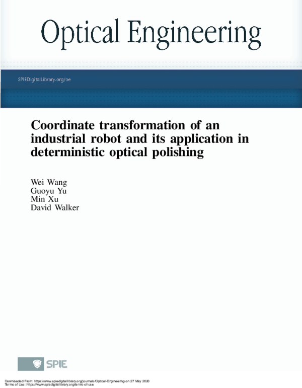 (PDF) Coordinate transformation of an industrial robot and its application in deterministic ...