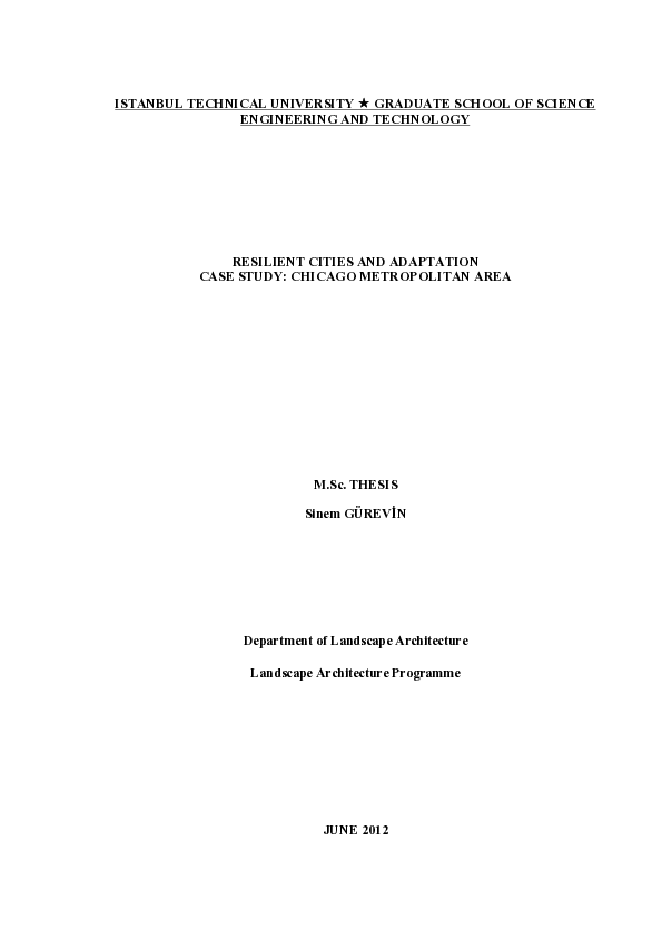 (PDF) Resilient Cities And Adaptation Case Study: Chicago Metropolitan Area