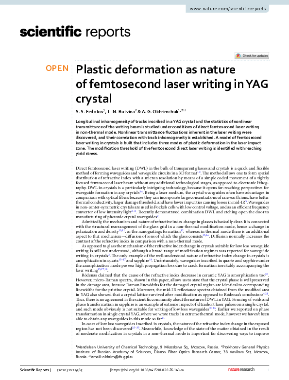 (PDF) Plastic Deformation as the Nature of Femtosecond Laser Writing of ...