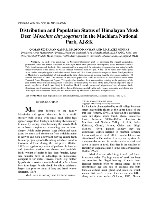 (PDF) Distribution and population status of Himalayan musk deer ...