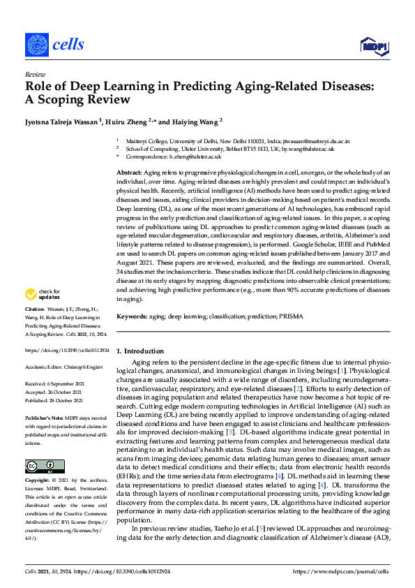 (PDF) Role of Deep Learning in Predicting Aging-Related Diseases: A Scoping Review | Haiying ...