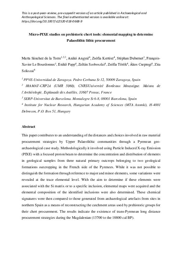 (PDF) Micro-PIXE studies on prehistoric chert tools: elemental mapping ...