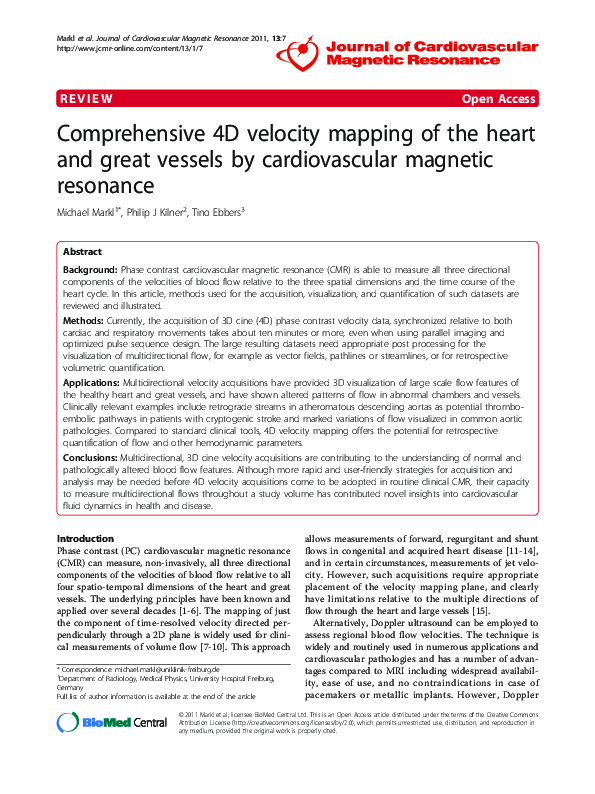 (PDF) Comprehensive 4D velocity mapping of the heart and great vessels ...