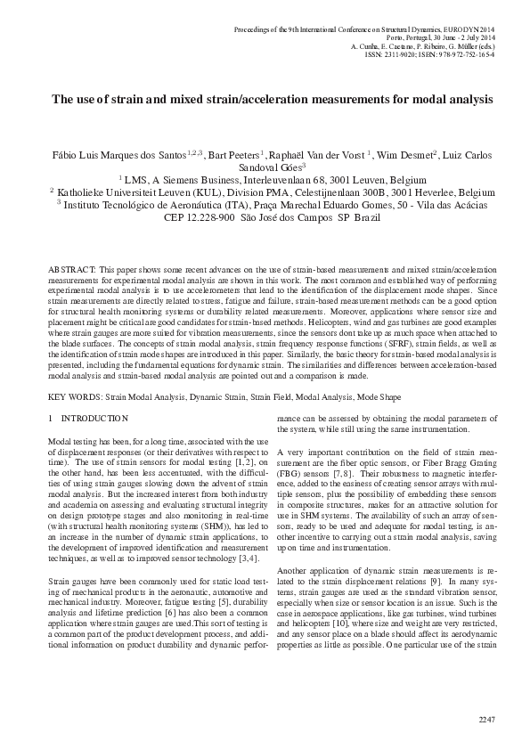 (PDF) The use of strain and mixed strain/acceleration measurements for ...